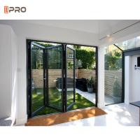 China Bi Fold Aluminum Grill Frameless Folding Glass Doors Heat Insulation for sale