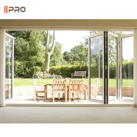 China Bi Fold Aluminum Grill Frameless Folding Glass Doors Heat Insulation for sale