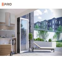 China Bi Fold Aluminum Grill Frameless Folding Glass Doors Heat Insulation for sale