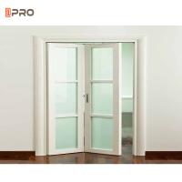 China Soundproofing Temper Aluminum Walk In Bi Fold Bathroom Door Fog Sliding Glass for sale