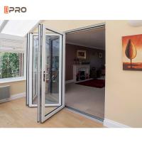 China Soundproof aluminum folding door patio folding glass bi-fold door heat insulation windproof aluminum screen door swing door for sale