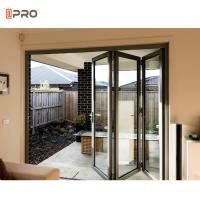China Glass Walls Mosquito Net Bi Folding Exterior Doors Powder Coated for sale