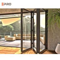 China Glass Walls Mosquito Net Bi Folding Exterior Doors Powder Coated for sale