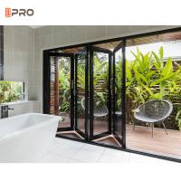 China Glass Walls Mosquito Net Bi Folding Exterior Doors Powder Coated for sale