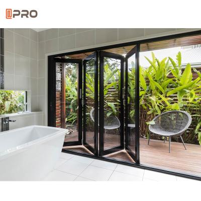 China Glass Walls Mosquito Net Bi Folding Exterior Doors Powder Coated for sale