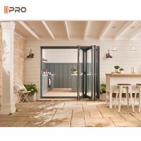 China Glass Walls Mosquito Net Bi Folding Exterior Doors Powder Coated for sale