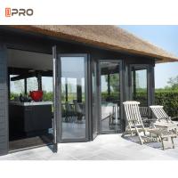 China Soundproof aluminum folding door patio folding glass bi-fold door heat insulation windproof aluminum screen door swing door for sale