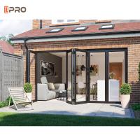 China Soundproof aluminum folding door patio folding glass bi-fold door heat insulation windproof aluminum screen door swing door for sale