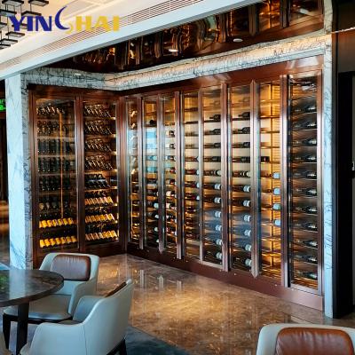 China Customized Stainless Steel Wine Rack High Gloss Stainless Steel Wine Cabinet Constant Temperature for sale