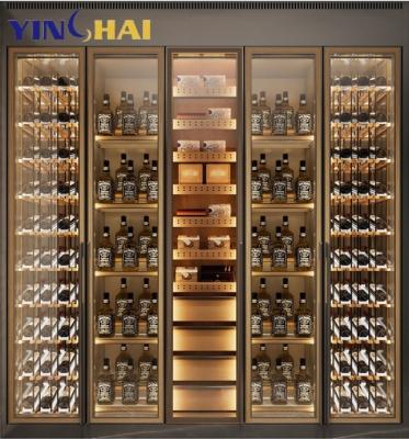 China Stainless Steel Living Room Wine Cabinet Customised With Thickened Tempered Glass for sale