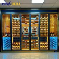 China Stainless Steel Living Room Wine Cabinet Customised With Thickened Tempered Glass for sale