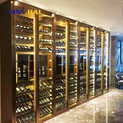 China Italian Style Stainless Steel Wine Cabinet Living Room Glass Door Wine Cooler Absorption Refrigerator for sale