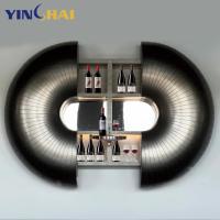 China Wooden MDF Glass Top Wall Mounted Wine Cabinet Circular Decorative For Artistic Bar Wine Rack for sale