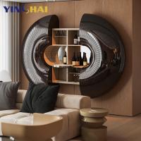 China Sea Urchin Modern Wall Mounted Wine Cabinet Stainless Steel And Wood For Commercial In Villa for sale