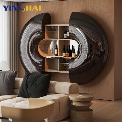 China Sea Urchin Modern Wall Mounted Wine Cabinet Stainless Steel And Wood For Commercial In Villa for sale