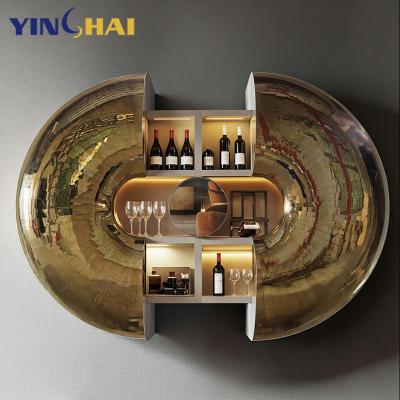 China Customized Luxury Wine Cabinet Circle Stretchable Sea Urchin Stainless Steel For Villa Bar for sale