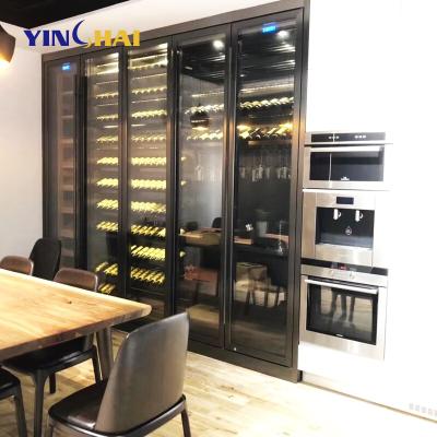 China Customize Built In Glass Door Wine Cabinet For Living Room And Adjustable Thermostat for sale