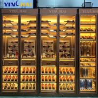 China LED Light Stainless Steel Wine Cellar Thickened Tempered Glass For Home Or Bar Furniture for sale