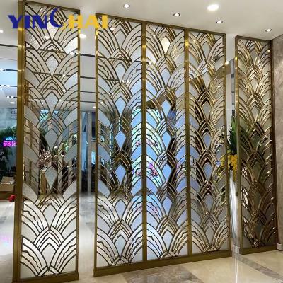 China Restaurant Stainless Steel Screen Partition Customizable Metal Room Divider Panels for sale