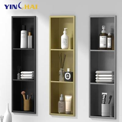 China Customized Stainless Steel Niche Rose Gold Black Bathroom Wall Niche Stylish Design for sale