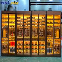 China YINGHAI Modern Glass Door Wine Cabinet with LED Light Freestanding Storage Rack for sale