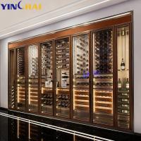 China YINGHAI Modern Glass Door Wine Cabinet with LED Light Freestanding Storage Rack for sale