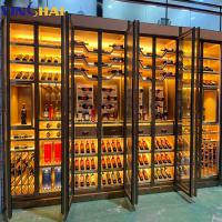 China YINGHAI Modern Glass Door Wine Cabinet with LED Light Freestanding Storage Rack for sale