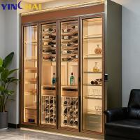 China Black Stainless Steel Wine Cabinet with LED Lighting & Glass Doors for Home Bar for sale