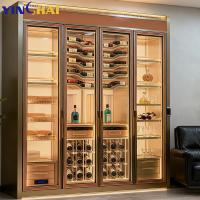 China Black Stainless Steel Wine Cabinet with LED Lighting & Glass Doors for Home Bar for sale