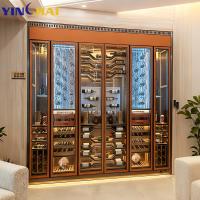 China Black Stainless Steel Wine Cabinet with LED Lighting & Glass Doors for Home Bar for sale