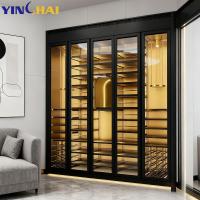 China YINGHAI Luxury Glass Wine Cabinet with LED Light Stainless Steel Frame for Home for sale