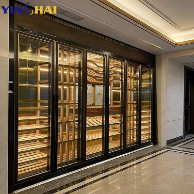 China YINGHAI Luxury Glass Wine Cabinet with LED Light Stainless Steel Frame for Home for sale