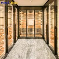 China Black Glass Door Wine Cabinet with LED Lighting Freestanding Wine Rack Storage for sale