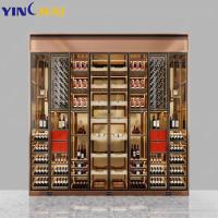 China YINGHAI Modern Tall Wine Cabinet with LED Light Glass Door Liquor Display Cabinet for sale