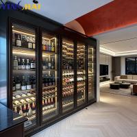 China Stainless Steel LED Wine Cabinet with Glass Doors Freestanding Wine Storage Unit for sale