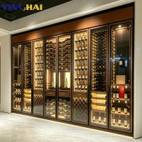 China YINGHAI Home Bar Wine Cabinet with LED Light Glass Door & Multi-Tier Storage for sale