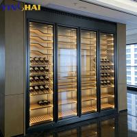 China Black Stainless Steel Wine Cabinet with Glass Doors & Built-In LED Lighting for sale