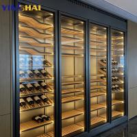 China Black Stainless Steel Wine Cabinet with Glass Doors & Built-In LED Lighting for sale