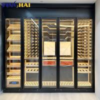 China Luxury LED Wine Display Cabinet Glass Door Freestanding Wine Rack Organizer for sale