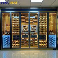 China Luxury LED Wine Display Cabinet Glass Door Freestanding Wine Rack Organizer for sale