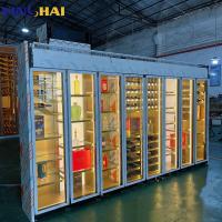 China Luxury Freestanding Wine Cabinet with LED Light Glass Door & Steel Structure for sale