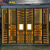 China Commercial LED Lighted Glass Door Wine Refrigerator Freestanding Home Bar Storage Rack for sale