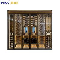 China Commercial LED Lighted Glass Door Wine Refrigerator Freestanding Home Bar Storage Rack for sale