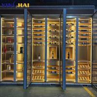 China Commercial LED Lighted Glass Door Wine Refrigerator Freestanding Home Bar Storage Rack for sale