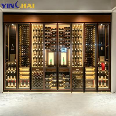 China Dual Temp Zone Wine Display Custom Dimension Large Capacity Home Wine Cellar Cabinet for sale