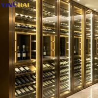 China LED Lighted Glass Wine Cabinet Tall Freestanding Liquor Storage for Home Bar for sale