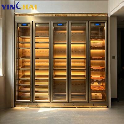 China Dual Zone 50-59 Bottle Wine Cabinet Glass Door Freestanding Liquor & Wine Storage for sale
