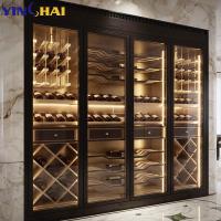China 34-49 Bottle Freestanding LED Wine Cabinet with Tempered Glass Doors Liquor & Wine Rack for sale