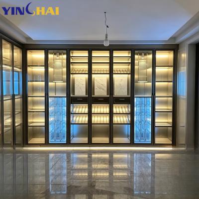 China Dual Zone Wine Cooler Wine Cabinet with LED Light & Clear Glass Doors for sale
