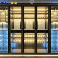 China Dual Zone Wine Cooler Wine Cabinet with LED Light & Clear Glass Doors for sale